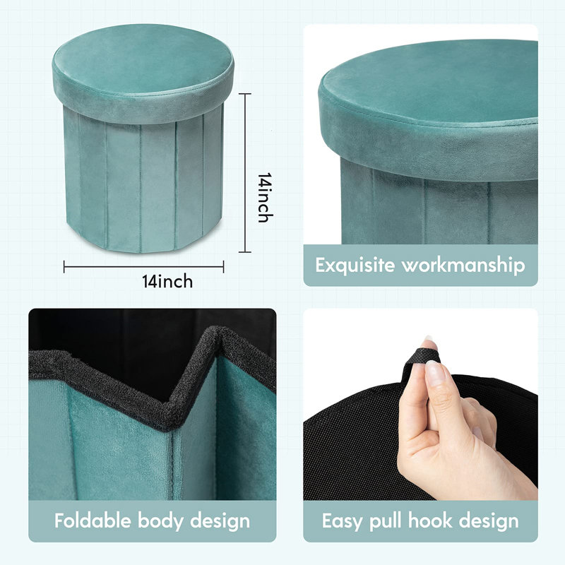 Latitude Run® Velvet Folding Storage Boxes Footrest Foot Ottoman Toy ...