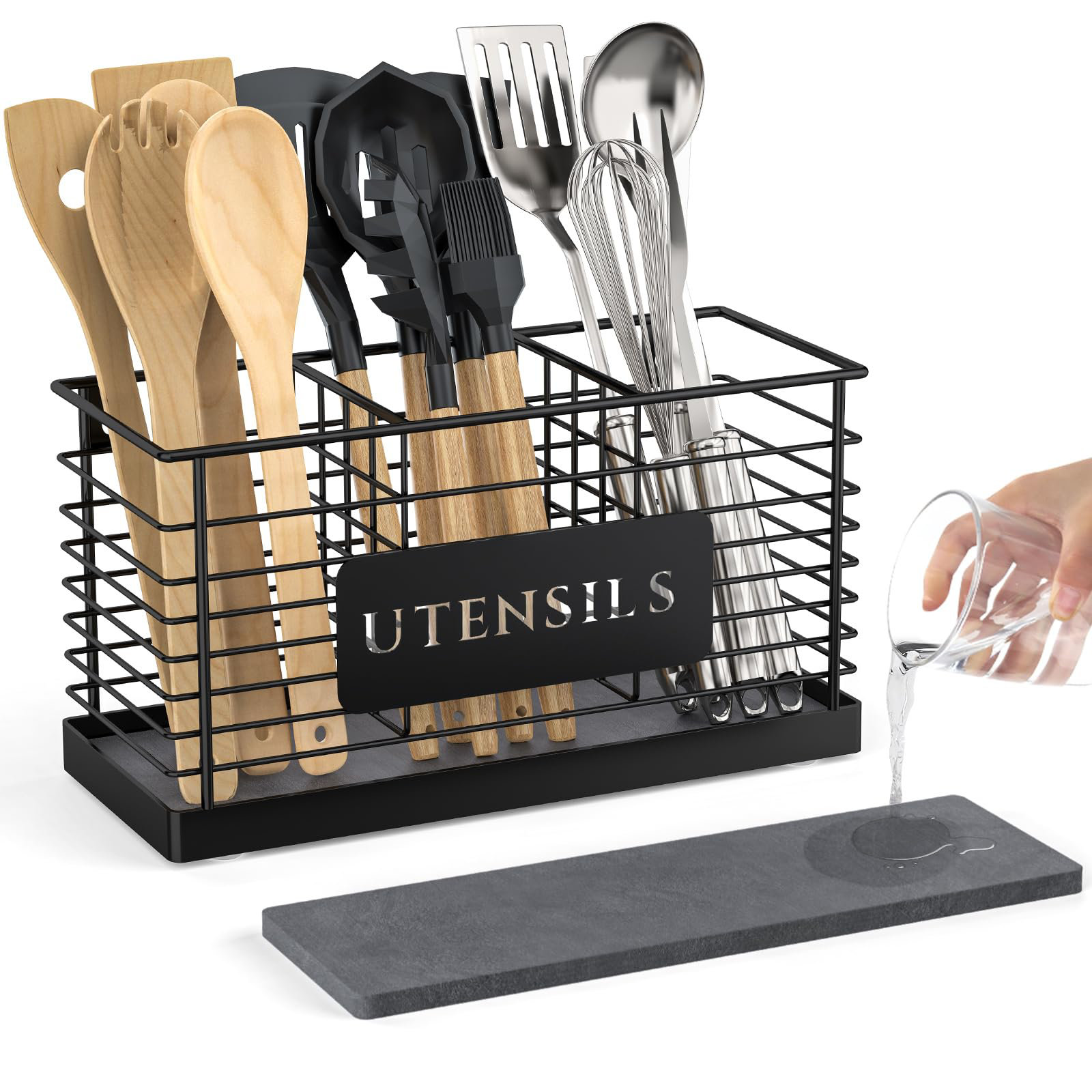 Mint Pantry® Sandra Large Kitchen Utensil Holder With Diatomaceous ...