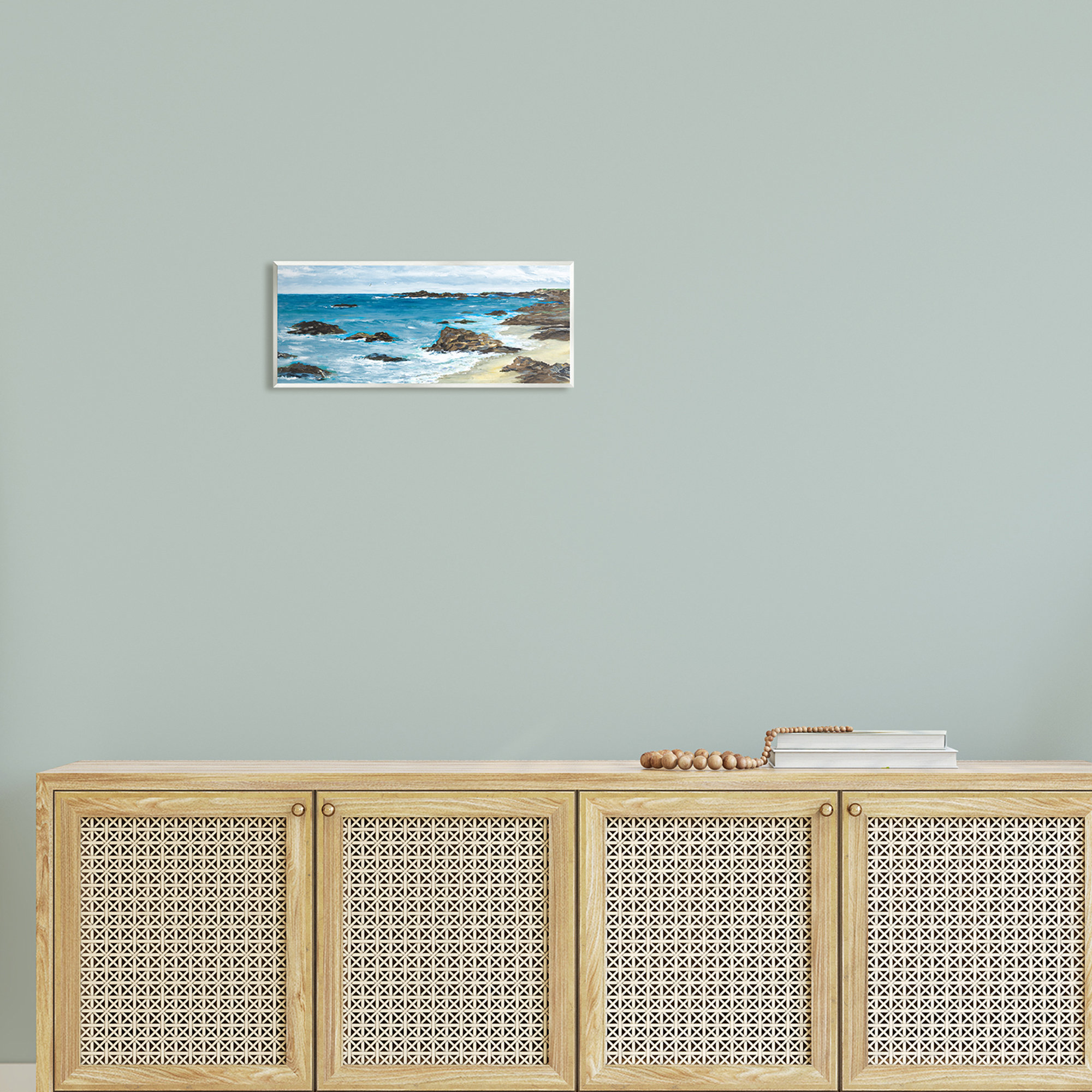 Stupell Industries Rocky Beach Coast Painting Wall Plaque Art By Julie ...