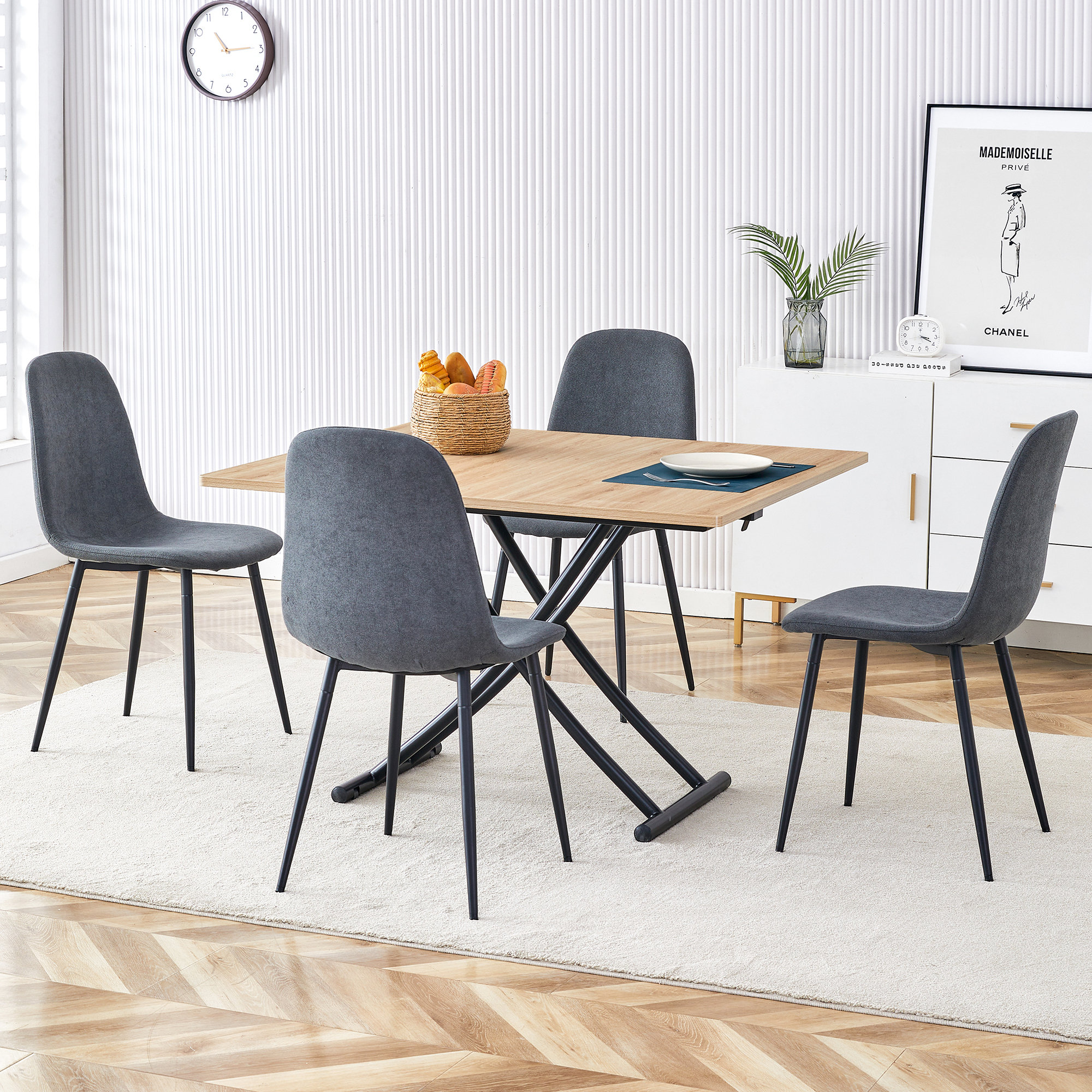 Latitude Run® Modern Minimalist Multifunctional Dining Table And Chair ...