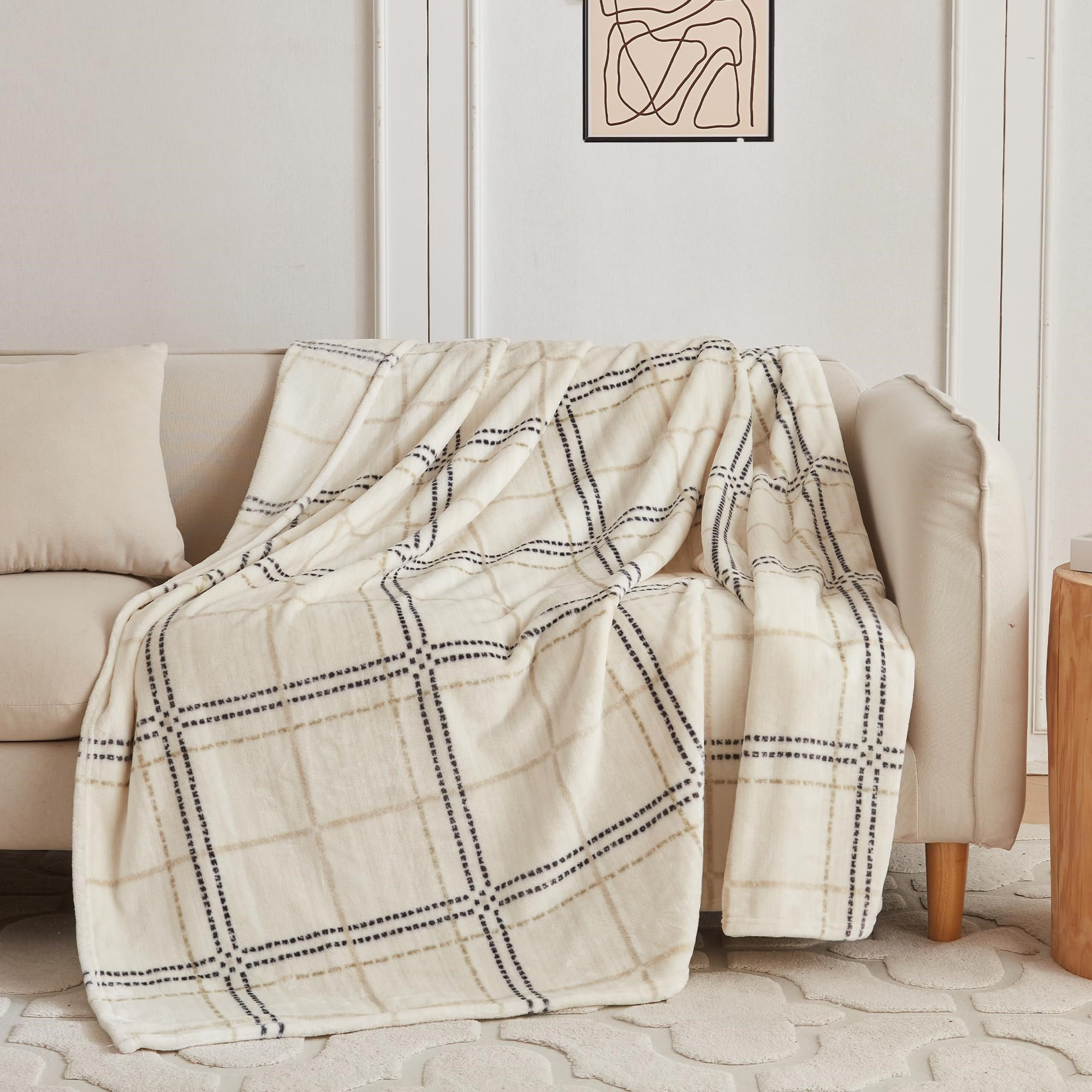 HIRVOK Cozy Checkered Fleece Throw Blanket | Wayfair