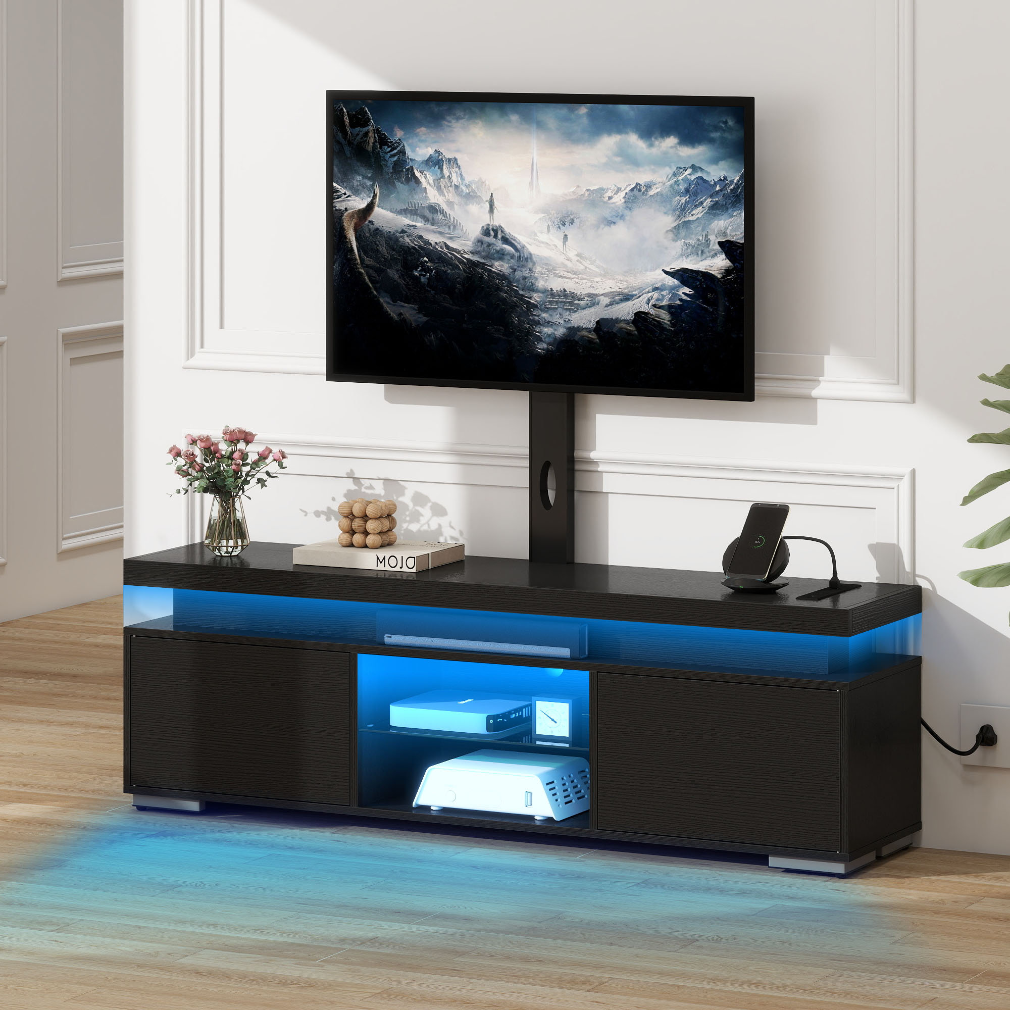 Wrought Studio™ 59" LED Adjustable TV Stand Mount with Power Outlet ...