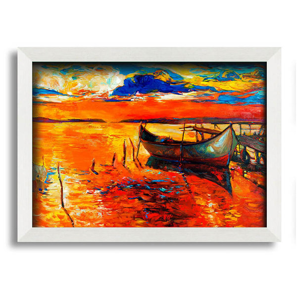 Breakwater Bay Fishbein Fire Orange Waters - Single Picture Frame Art ...