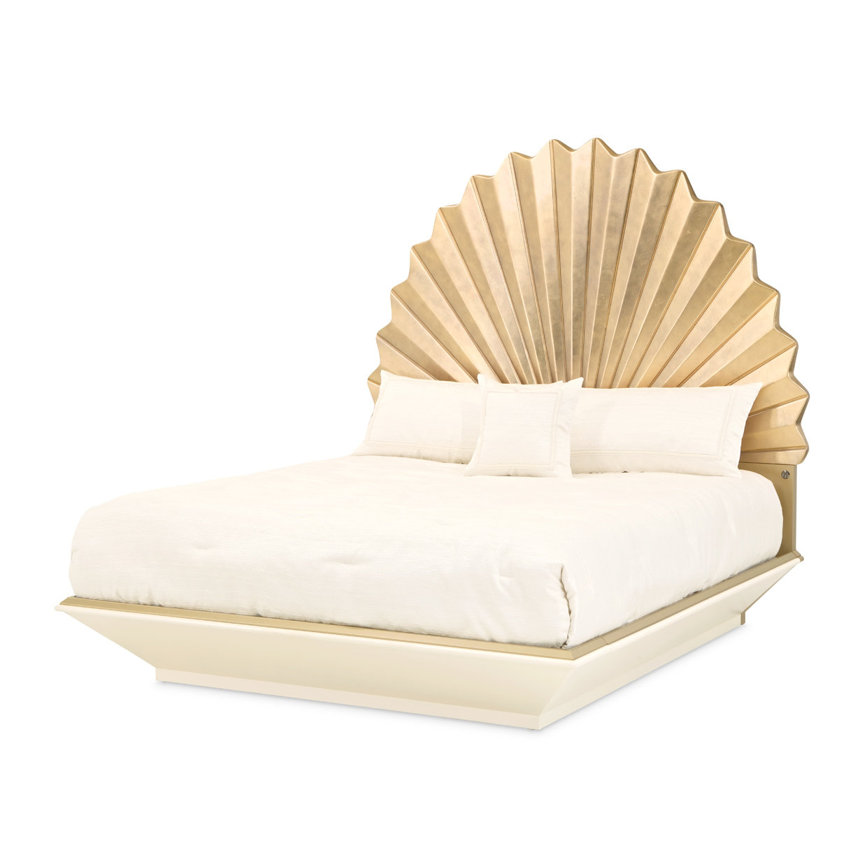 Michael Amini Fantosini King Fan Bed - Gold Leaf | Perigold