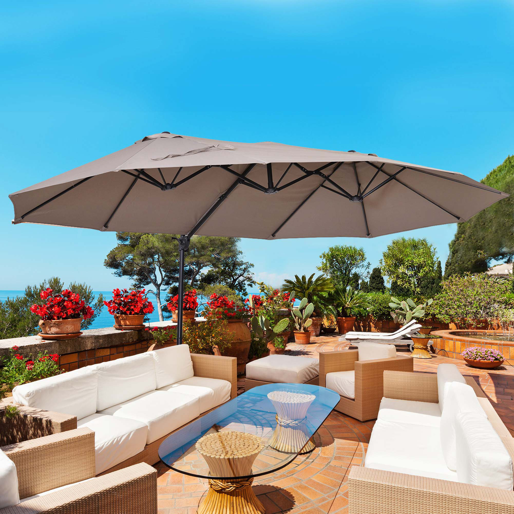 Arlmont & Co. Patio Umbrella Double-Sided Outdoor Market Extra Large ...