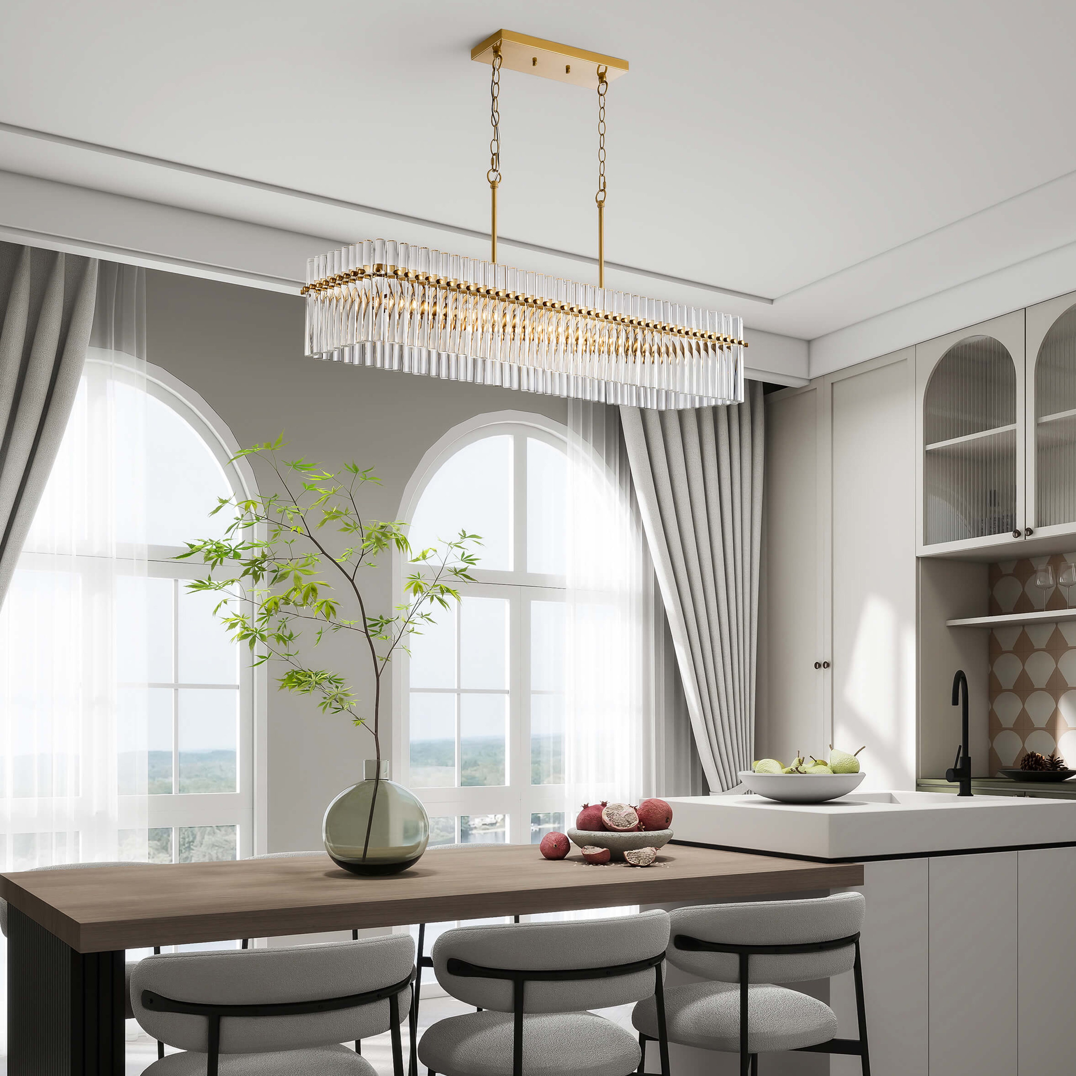 Latitude Run® Casandra Chic 8-light Brushed Brass Crystal Glass Bars ...