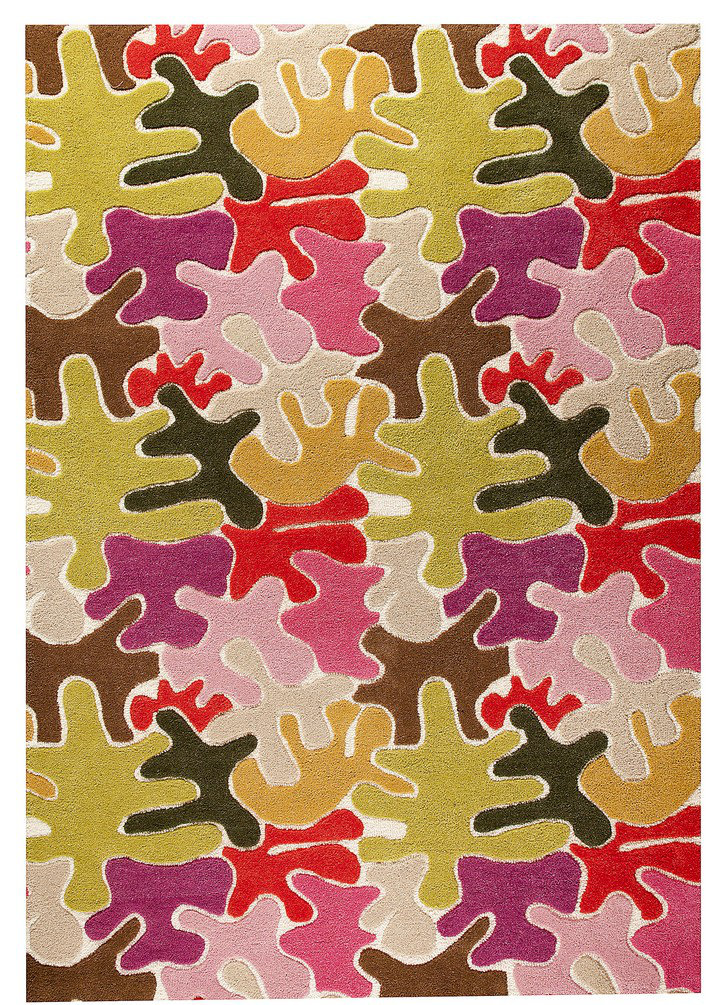 Ivy Bronx Abstract Hand Tufted Wool Pink/Green Area Rug | Wayfair