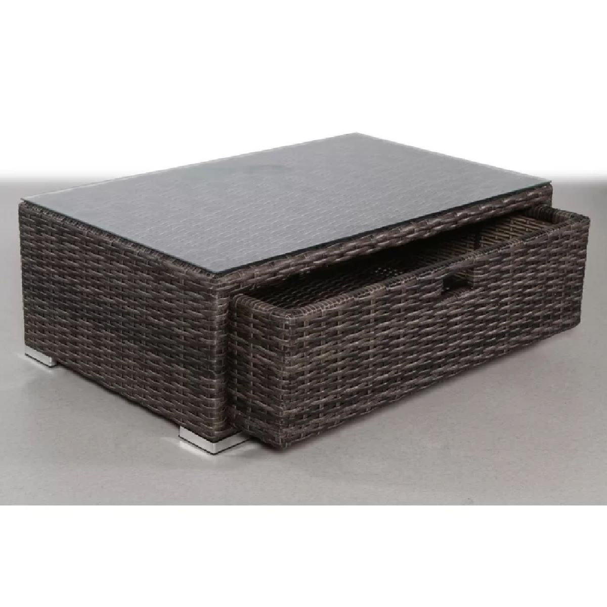 Latitude Run® Wicker Storage Coffee Table - Brown | Wayfair