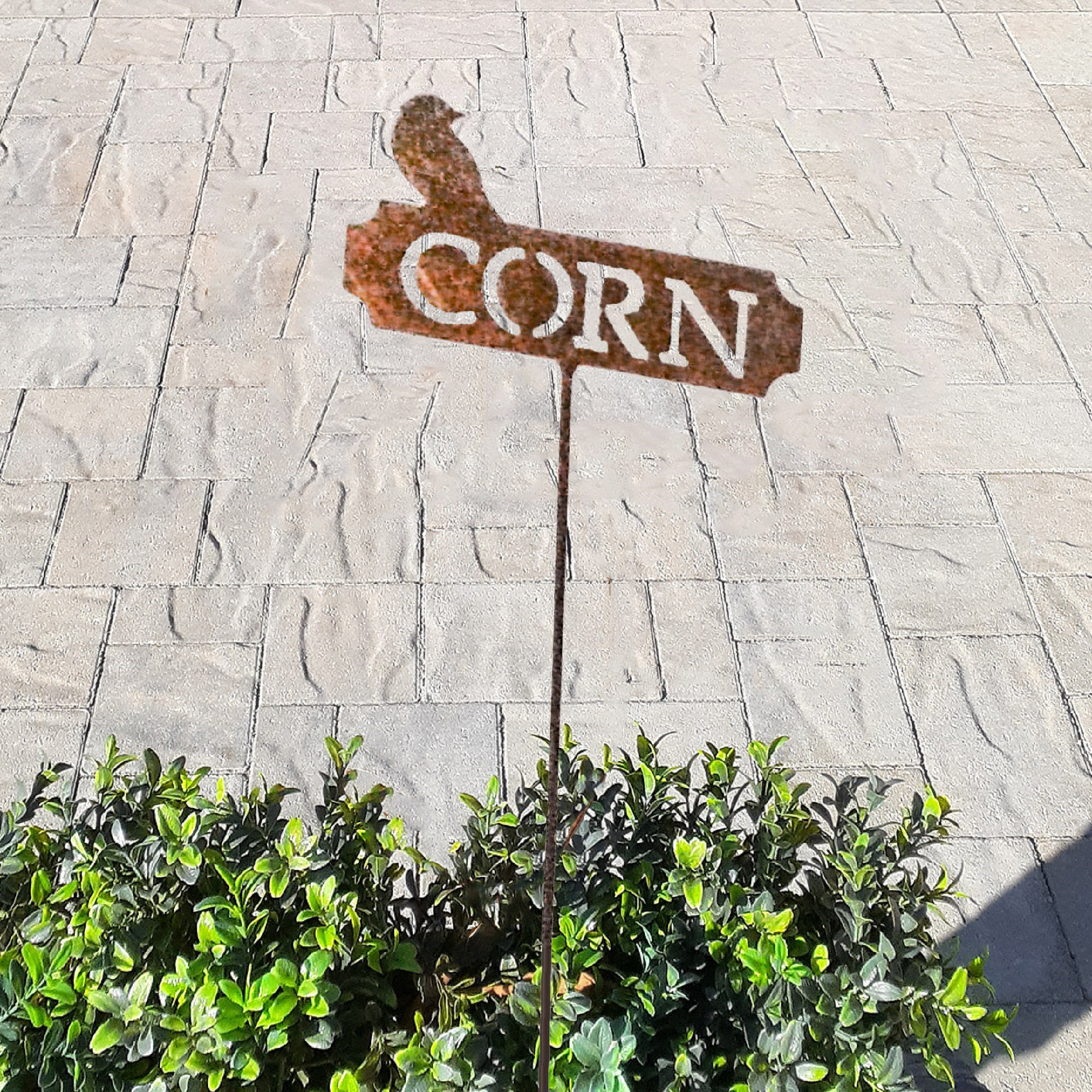 August Grove® Metal Rustic Corn Sign Planter Garden Sign | Wayfair