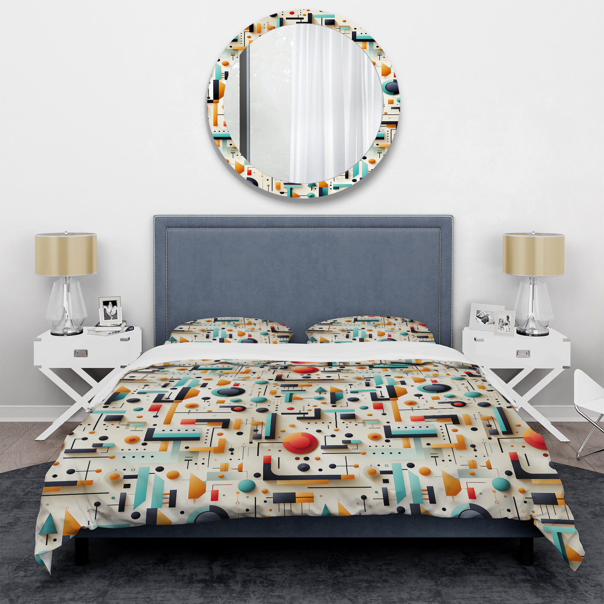 Design Art Midcentury Geometric Collage Pattern I - Geometric Duvet ...