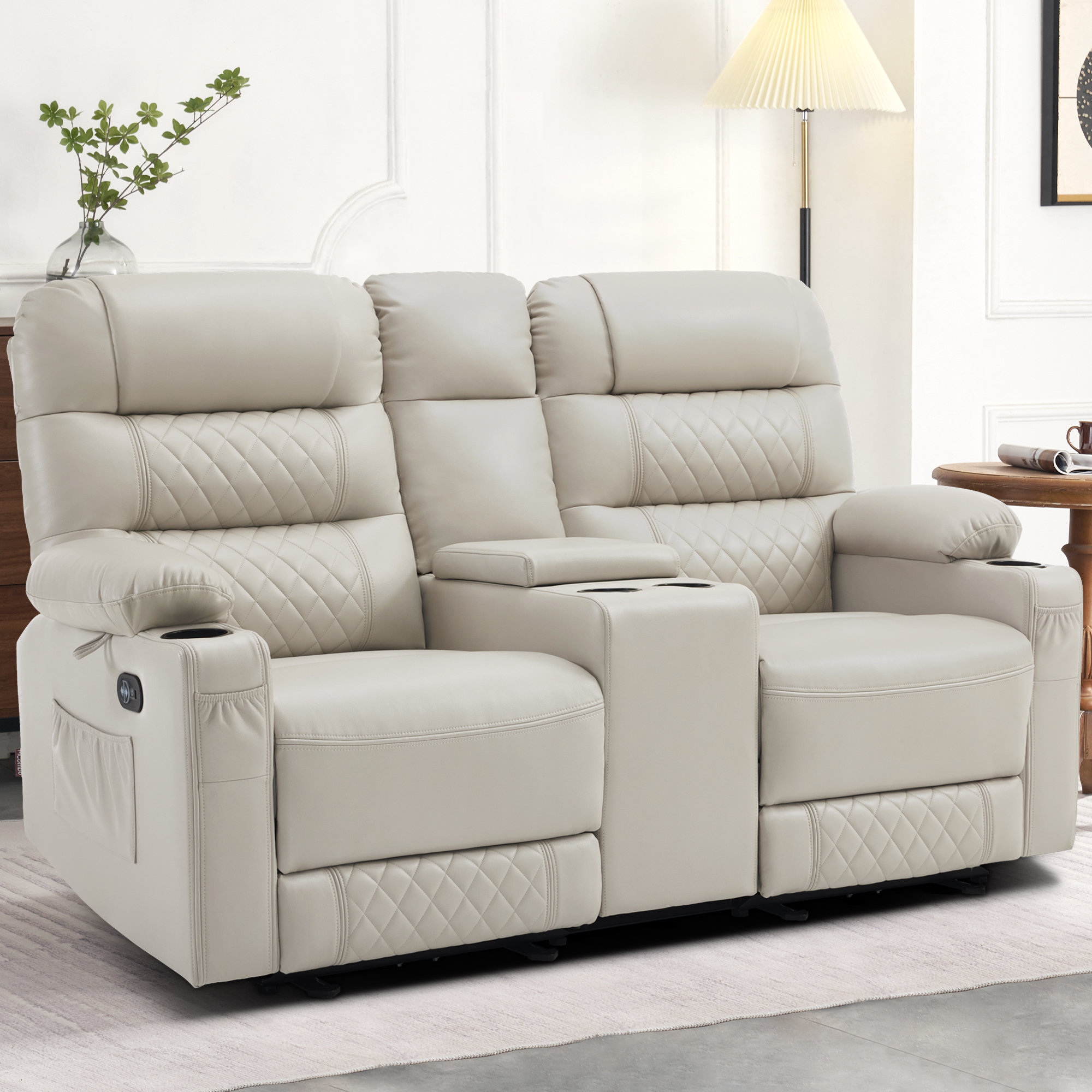 Latitude Run® Power Loveseat Recliner with Console, Electric Reclining ...