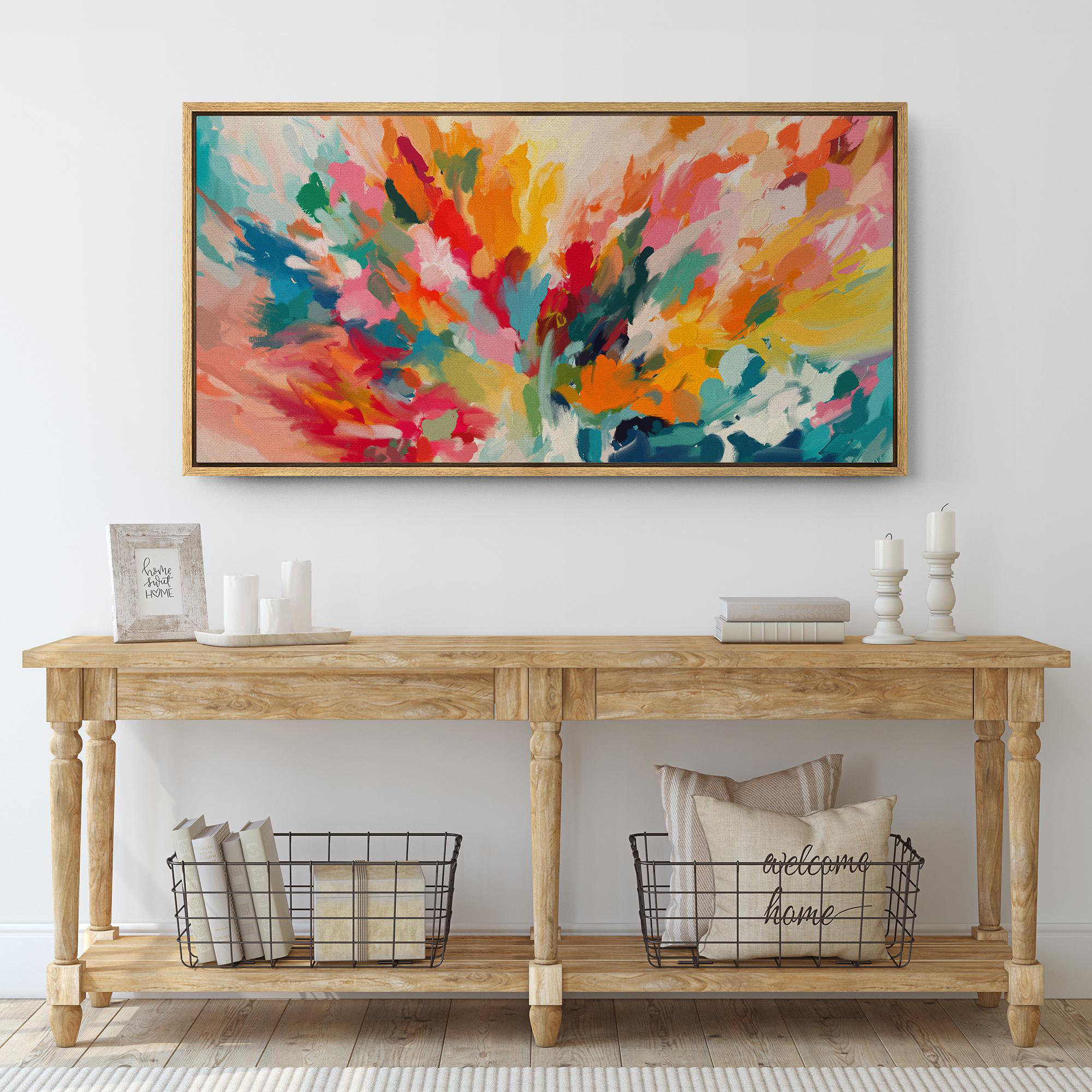 IDEA4WALL Colorful Burst Bright Abstract Living Room Decor Extra Large ...