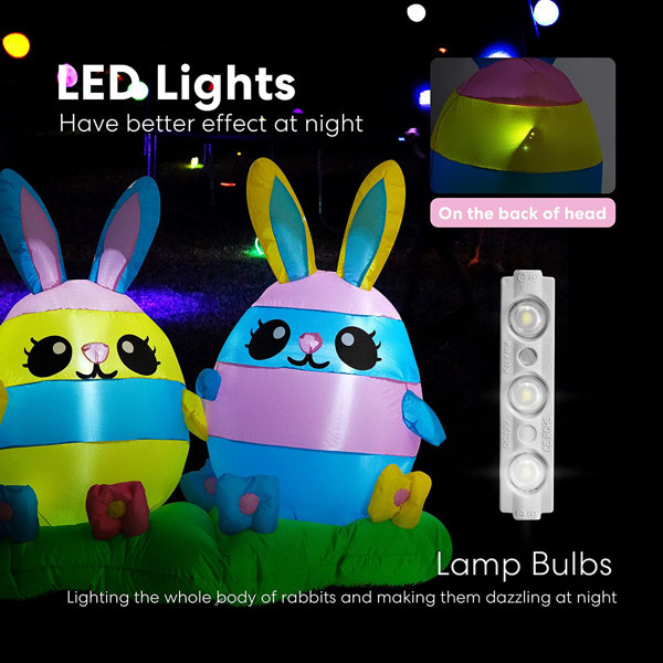 Arlmont & Co. 4Ft Height 2 Easter Bunny Inflatable With Built-In Led ...