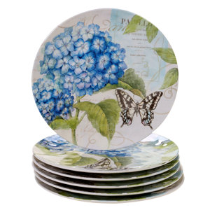 Certified International Hydrangea Garden 12 Piece Melamine Dinnerware ...