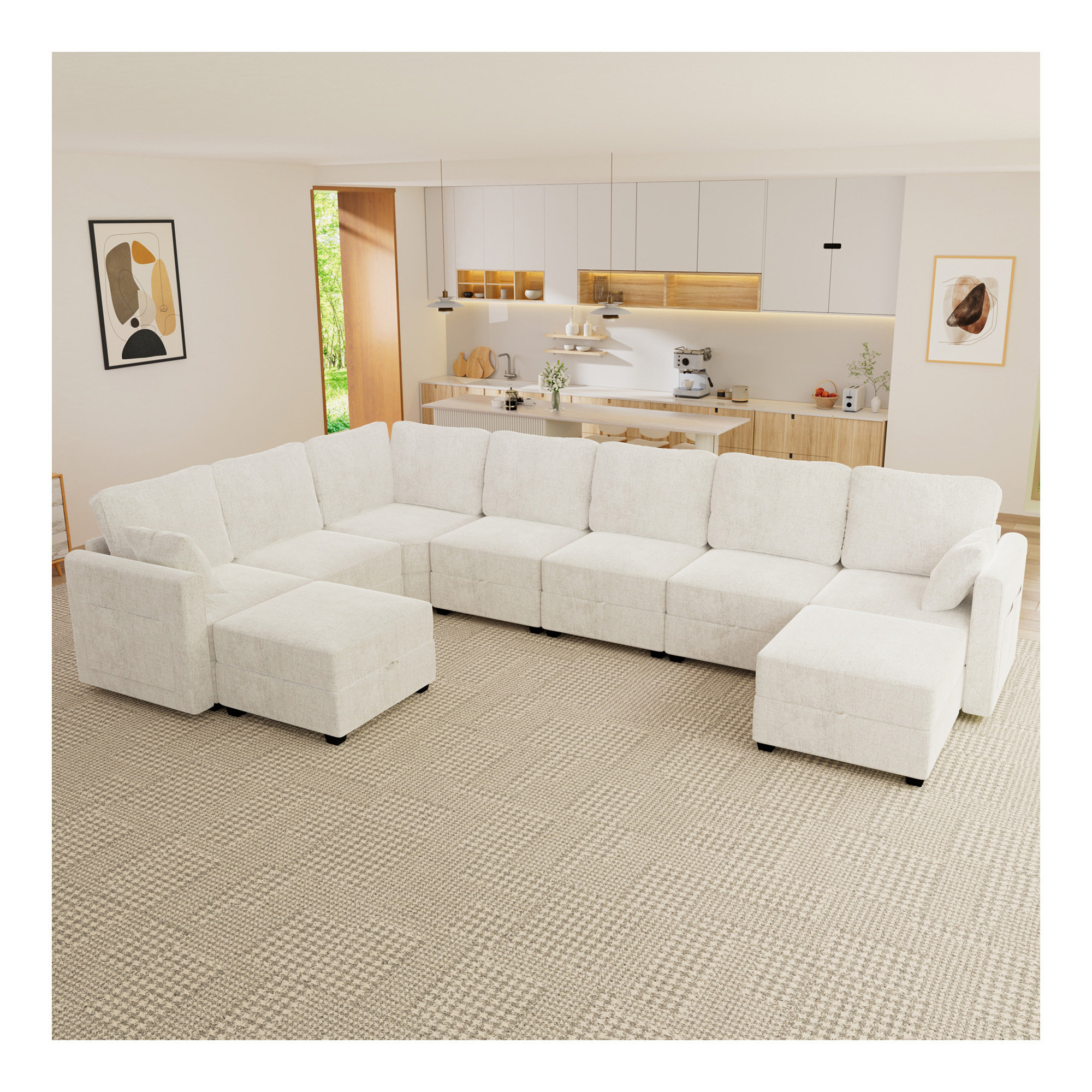 Taroo Clocks Modular Sectional Sofa Convertible Sofa Couch Set with ...