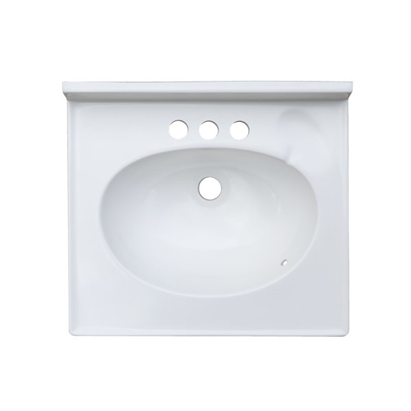 Penncrafter 19 x 17 inch Cultured Marble Single Vanity Top with Faucet ...