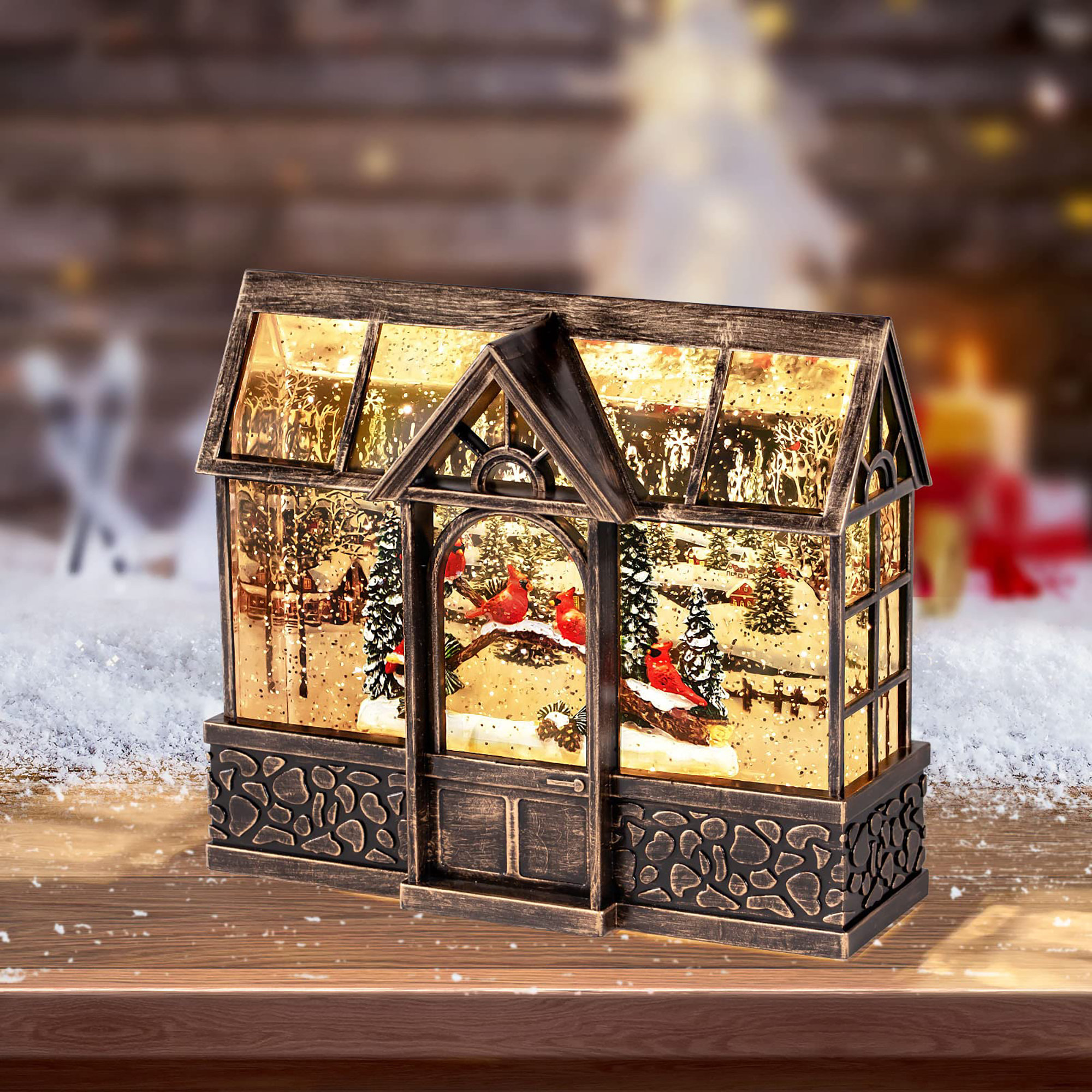 The Holiday Aisle® Cardinal Christmas Lantern Snow Globe Music Box - 8 ...