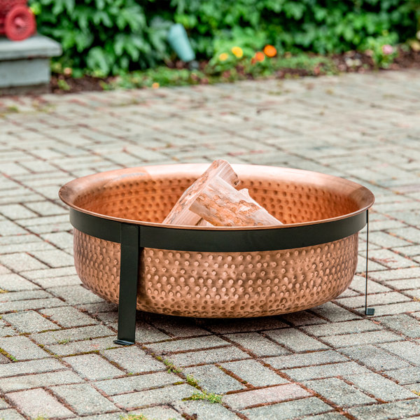 Ebern Designs Raffles 22" H x 30" W Copper Wood Burning Outdoor Fire ...