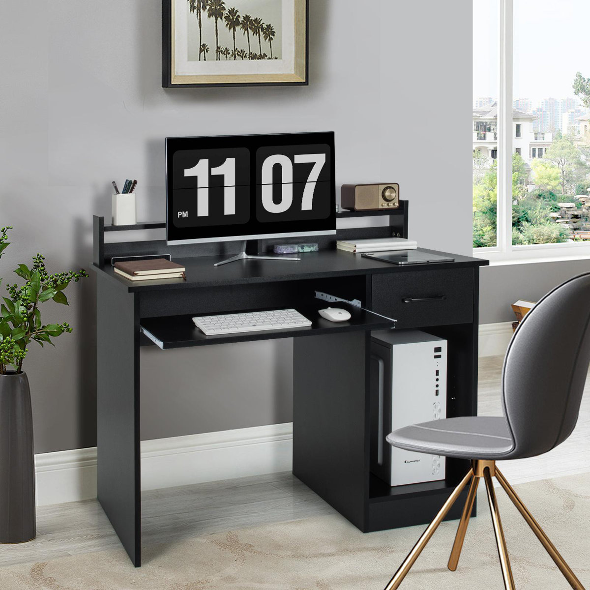 Ebern Designs Halya Desk with Hutch | Wayfair