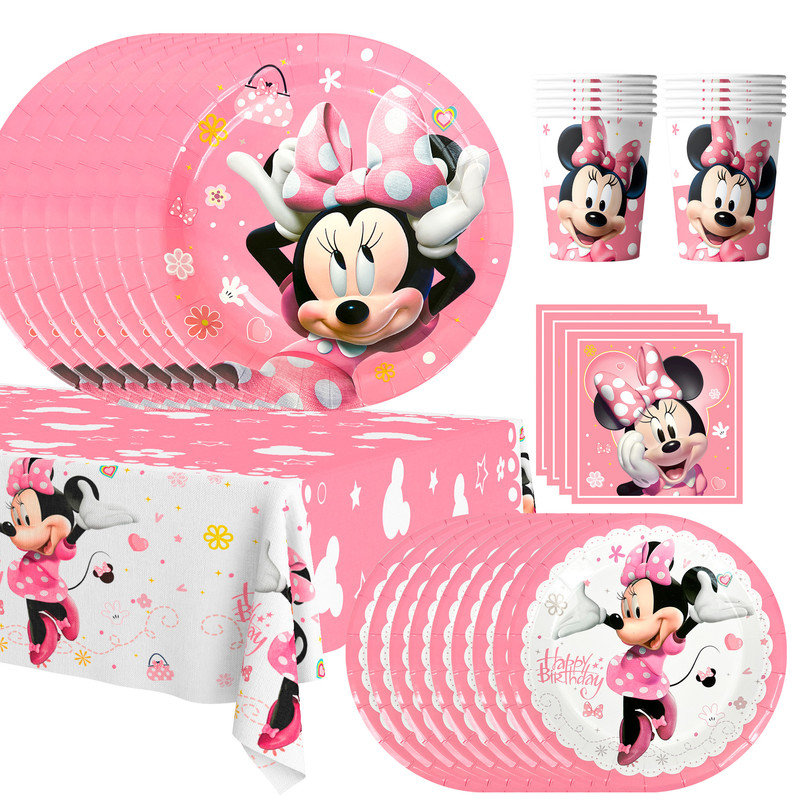 LUMCRAJEMS Minnie Mouse Party Supplies,65pcs Minnie Party Tableware Set ...