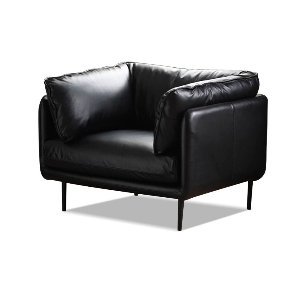 Hike Out Nature Black Genuine Leather cushion Arm Chair with Ottoman ...
