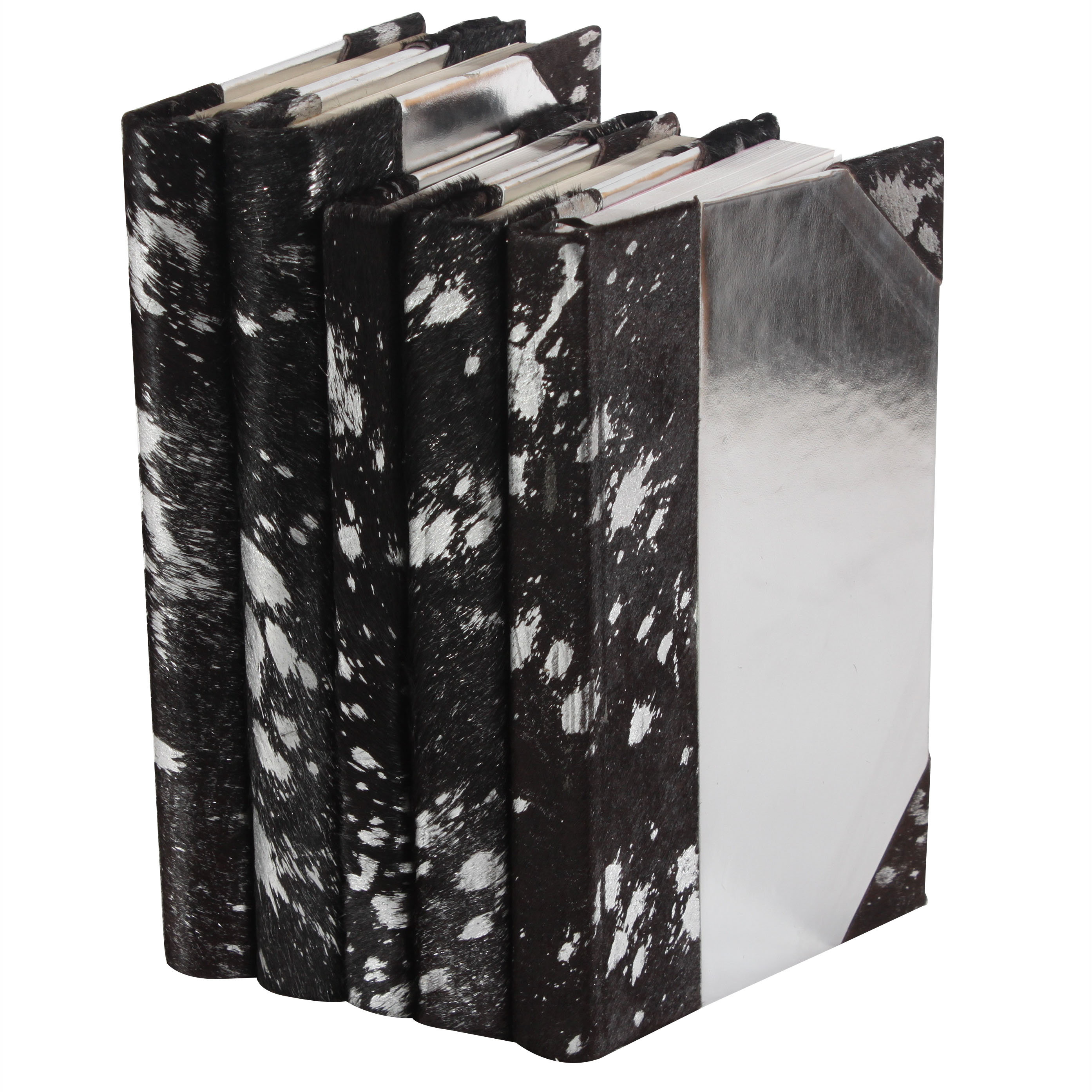 Leather Books 5 Piece Hide Metallic Decorative Book Set | Wayfair