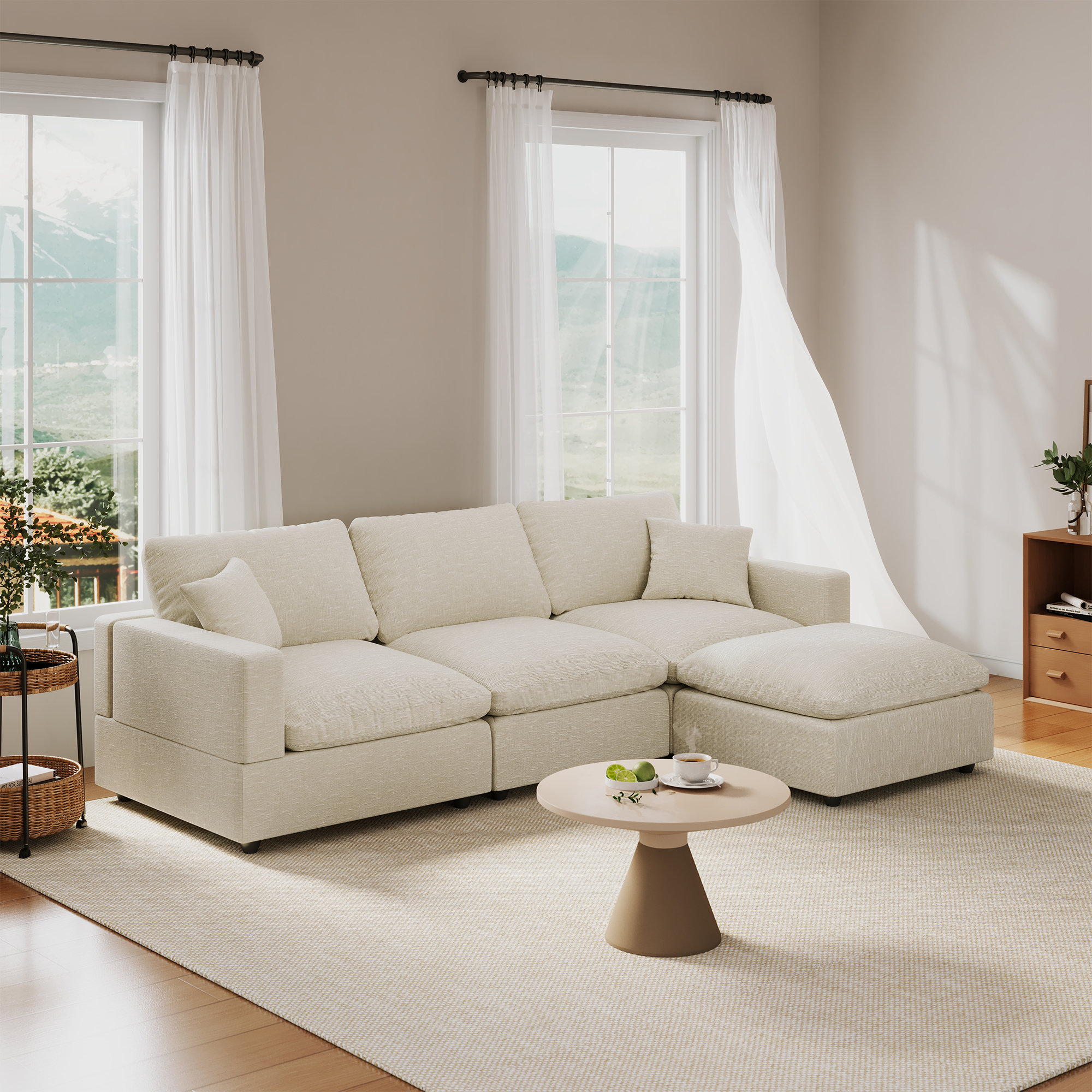 Latitude Run® Normail 95.4'' Upholstered Sofa, Cloud Sofa, Sectional ...