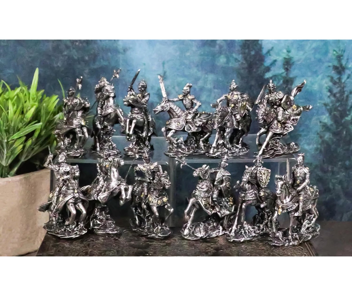 Millwood Pines Set Of 12 Medieval Armored Cavalry Horse Knights In Suit ...