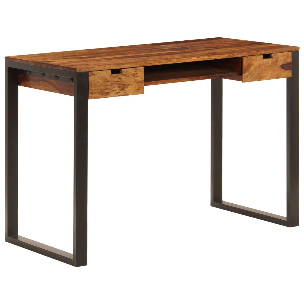 Foundry Select Desk 43.3" x 21.7" x 30.7" Solid Sheesham Wood and Steel ...