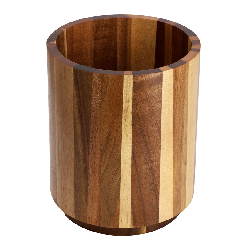 Millwood Pines Round Rotating Utensil Caddy in Acacia Wood | Wayfair