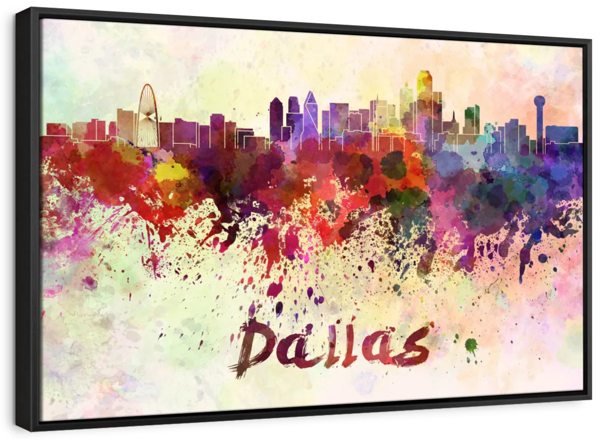 Ebern Designs Dallas Skyline Colors Canvas Print | Wayfair