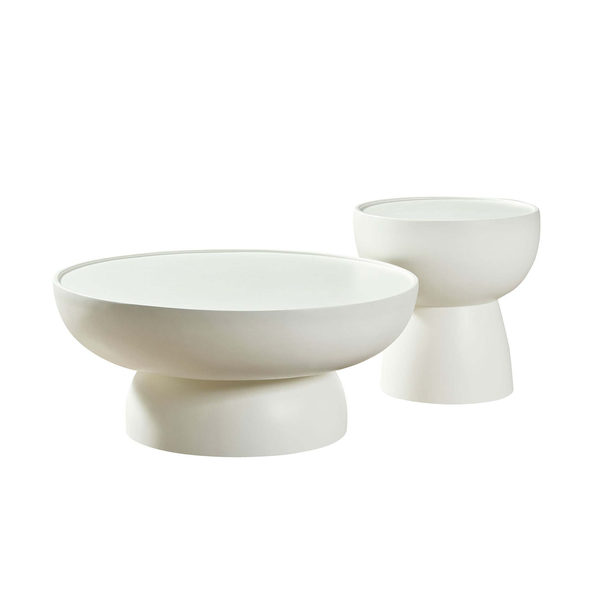 Orren Ellis Fiberglass Round Coffee Table Set | Wayfair