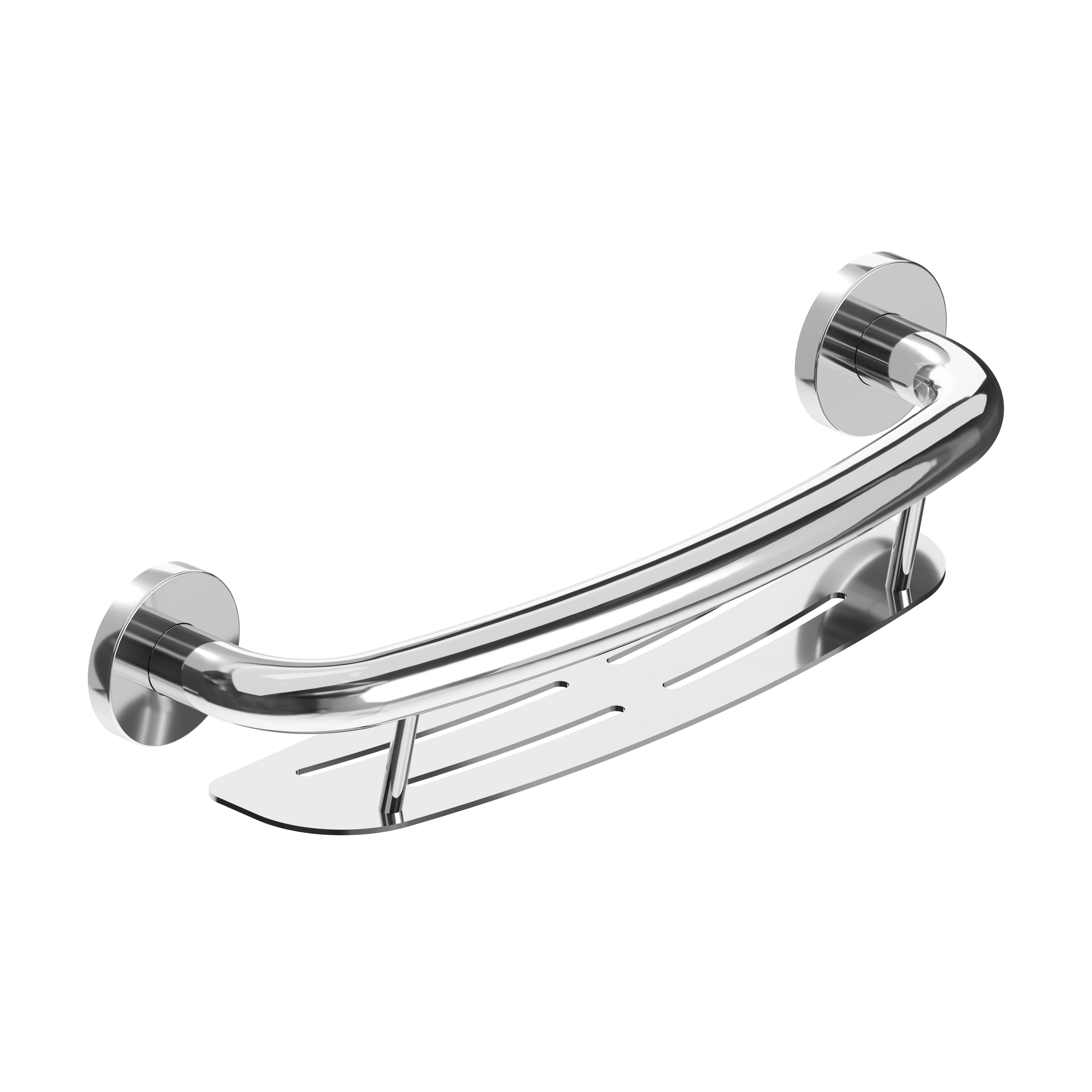 HealthCraft PLUS Shampoo Shelf 16" in Chrome, Decorative Grab Bar with ...