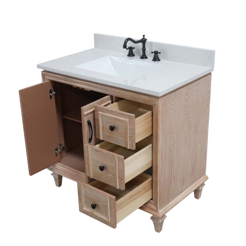 Lark Manor Armante 37'' Single Bathroom Vanity with Engineered Quartz ...