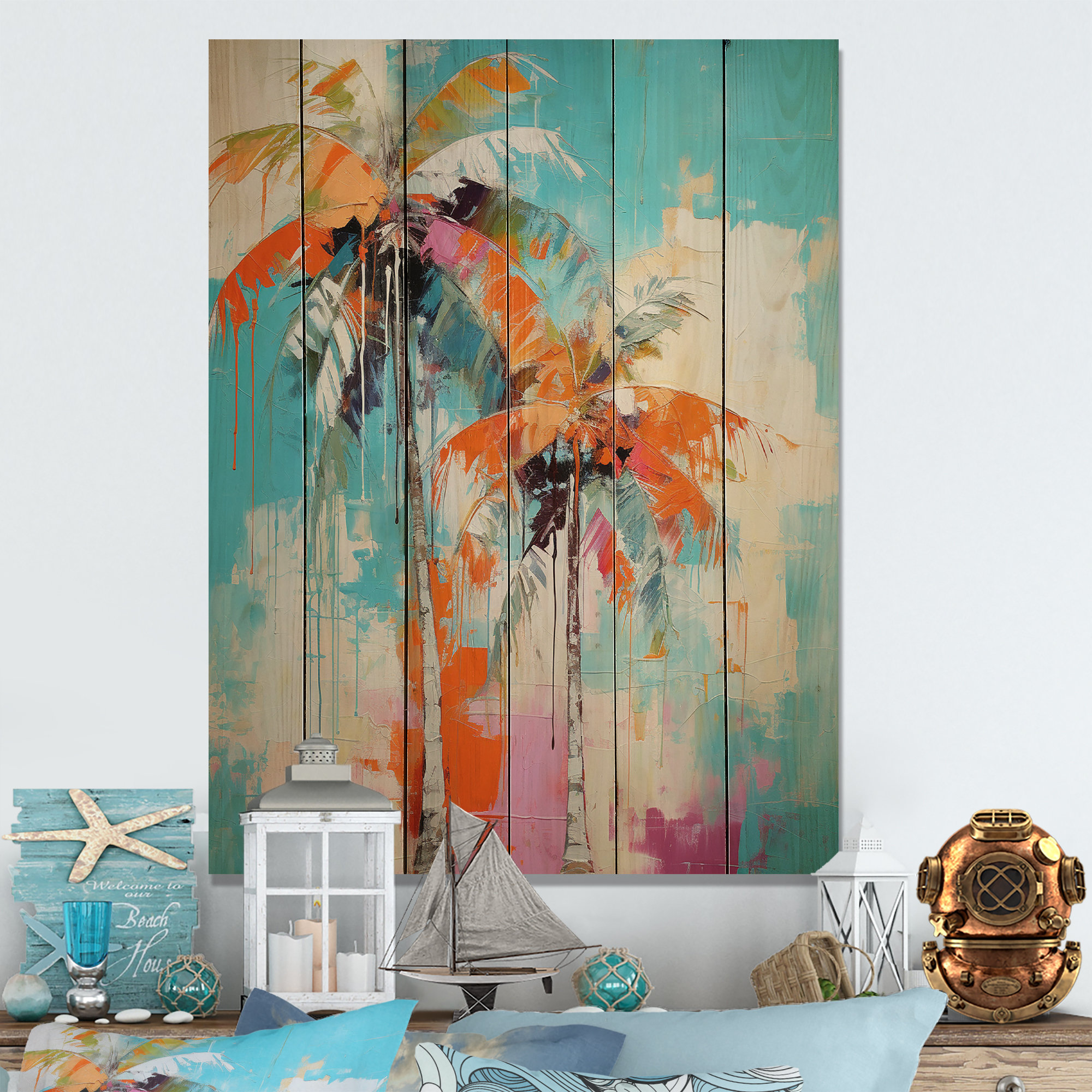 Bayou Breeze Palm Trees Palm VI Print on Natural Wood | Wayfair