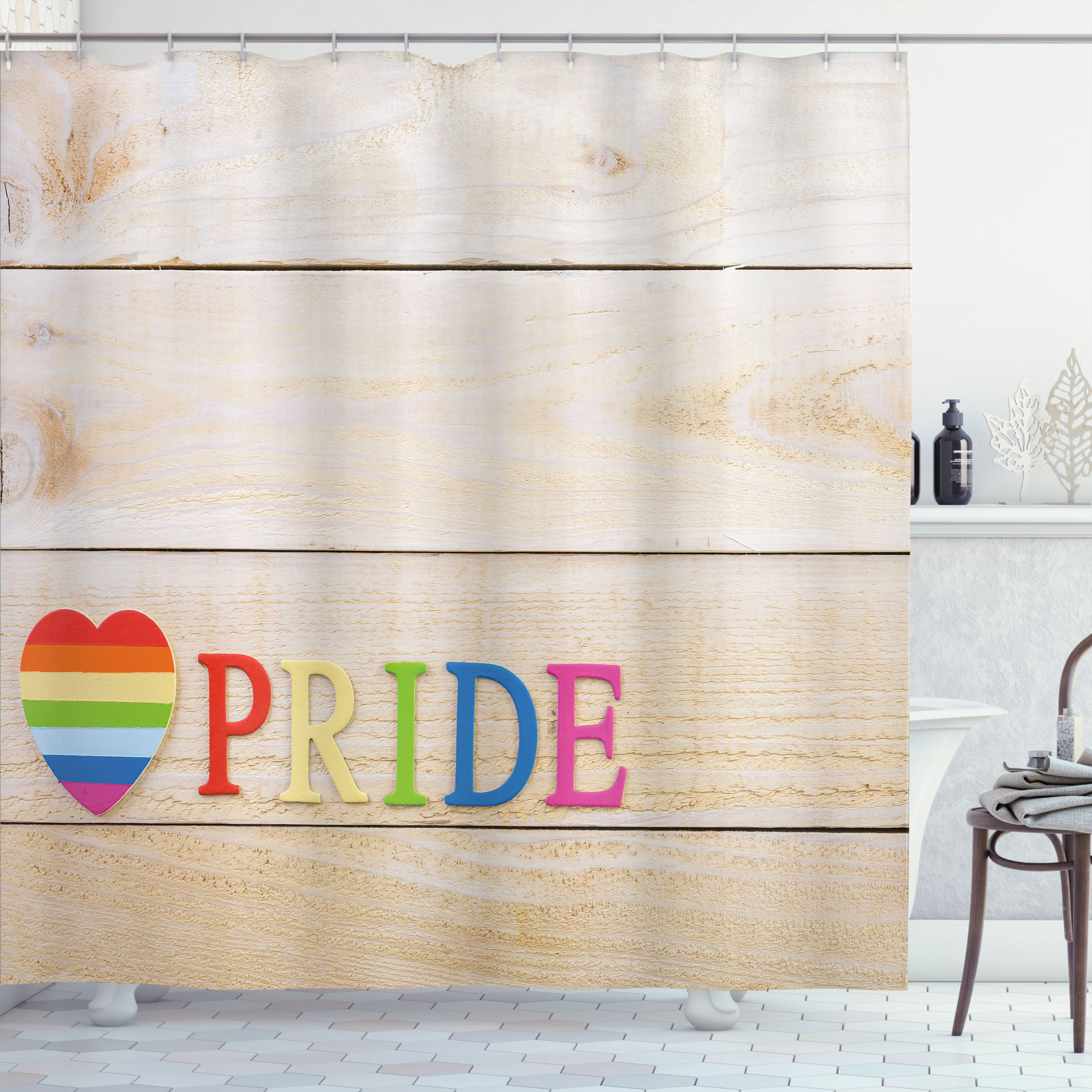 East Urban Home Pride Shower Curtain Heart Sign Colorful Love 33678 ...