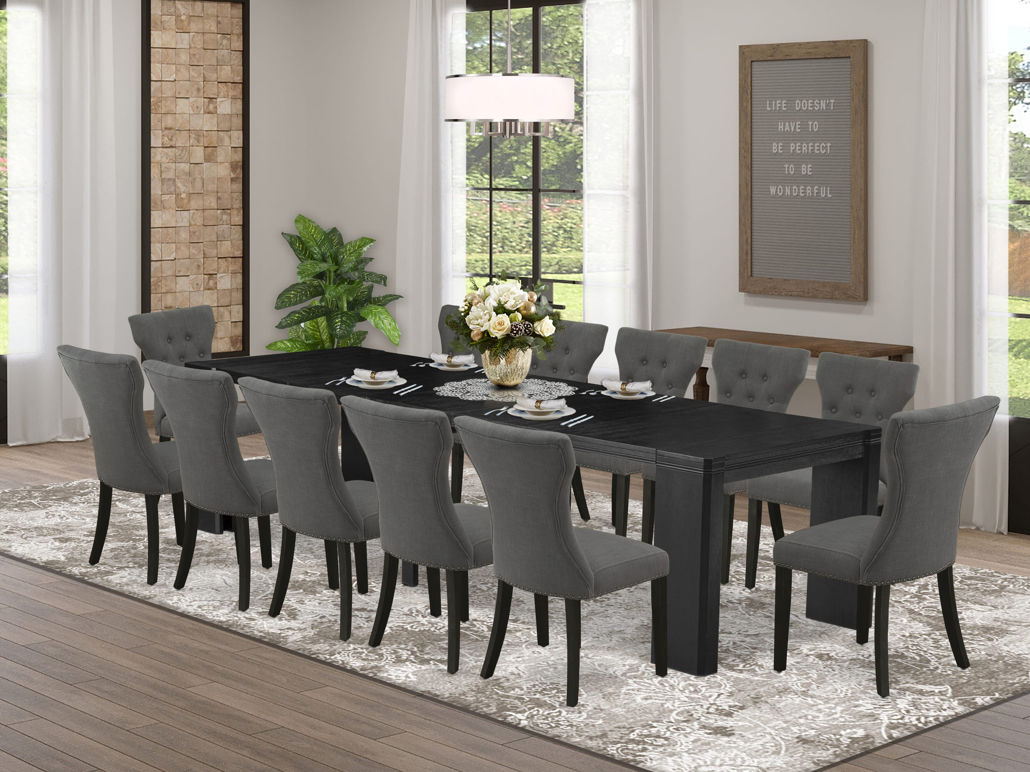 Luxe by East West Furniture 13-piece Dining Table Set a Table and 12 ...
