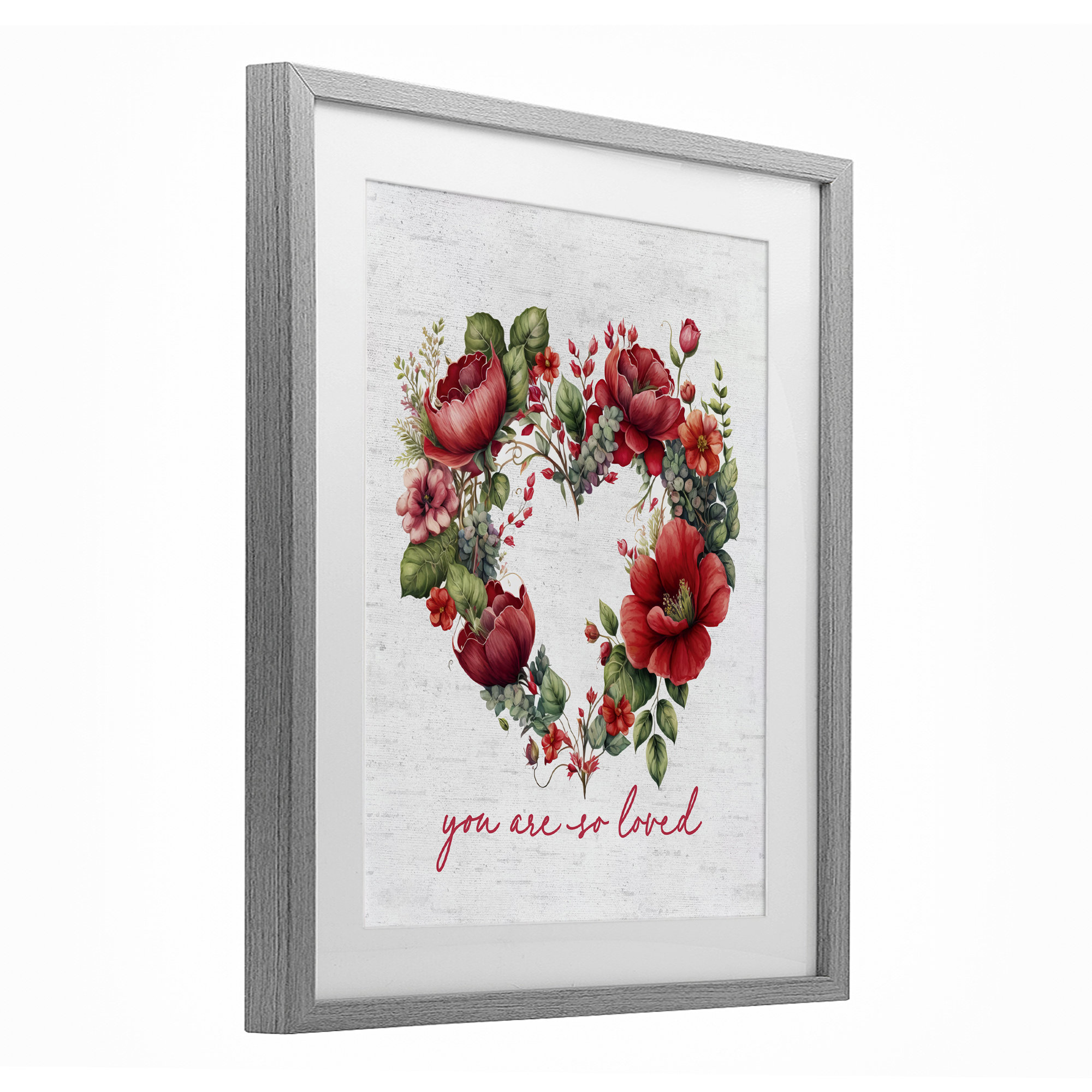 One Allium Way® So Loved Romantic Heart Wreath Framed Print Under Glass ...