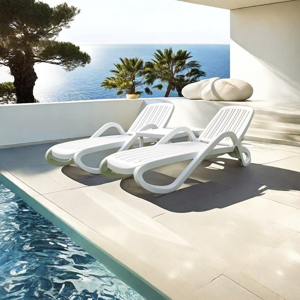 Orren Ellis Wiveka Outdoor Chaise Lounge Set with Table | Wayfair