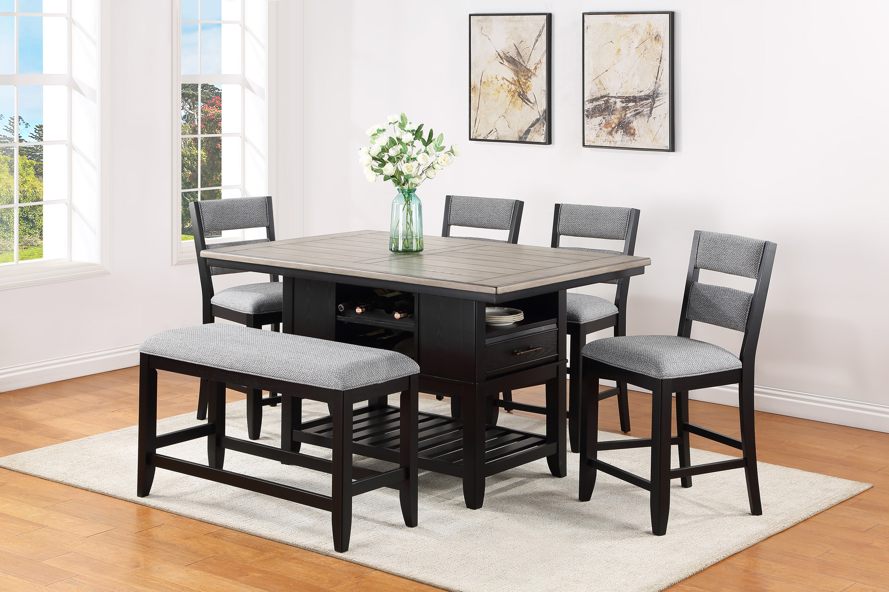 Red Barrel Studio® 6-Piece Counter Height Dining Set Rectangular Table ...
