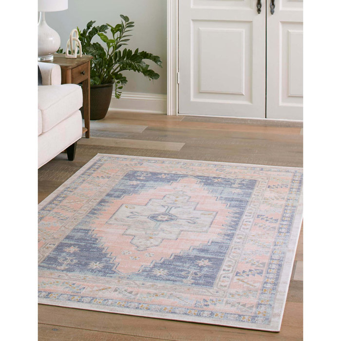 Bungalow Rose Shauntrelle Performance French Blue Rug & Reviews | Wayfair