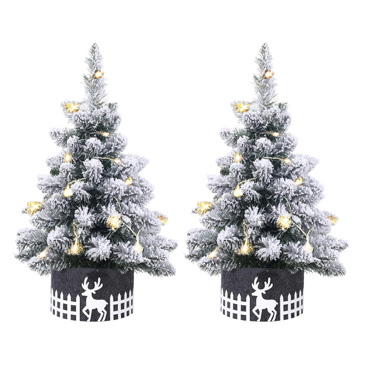 The Holiday Aisle® 23.6" H Flocked Christmas Tree, Diy Table Top ...