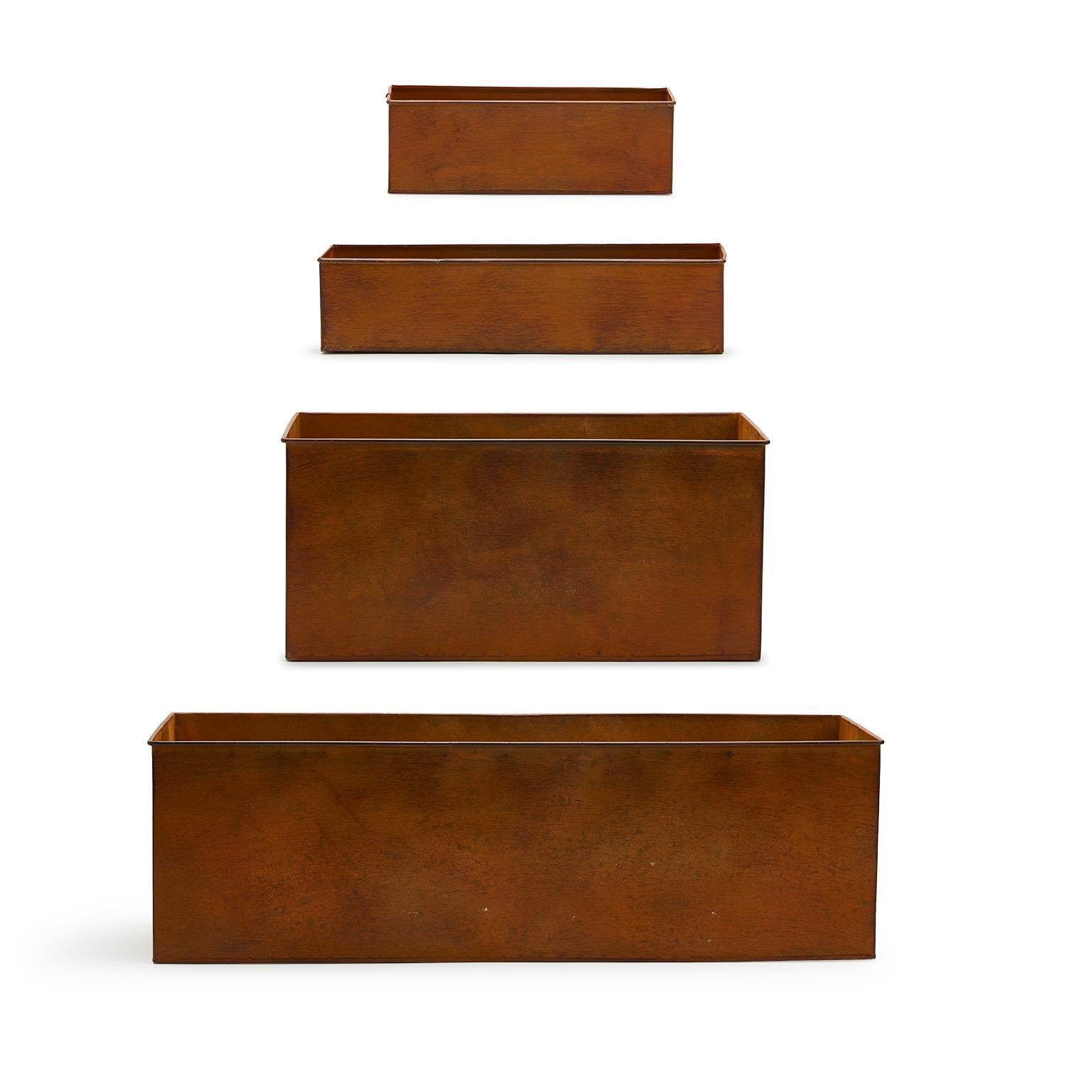 17 Stories Set Of 4 Window Box With Rusted Metal Finish | Wayfair