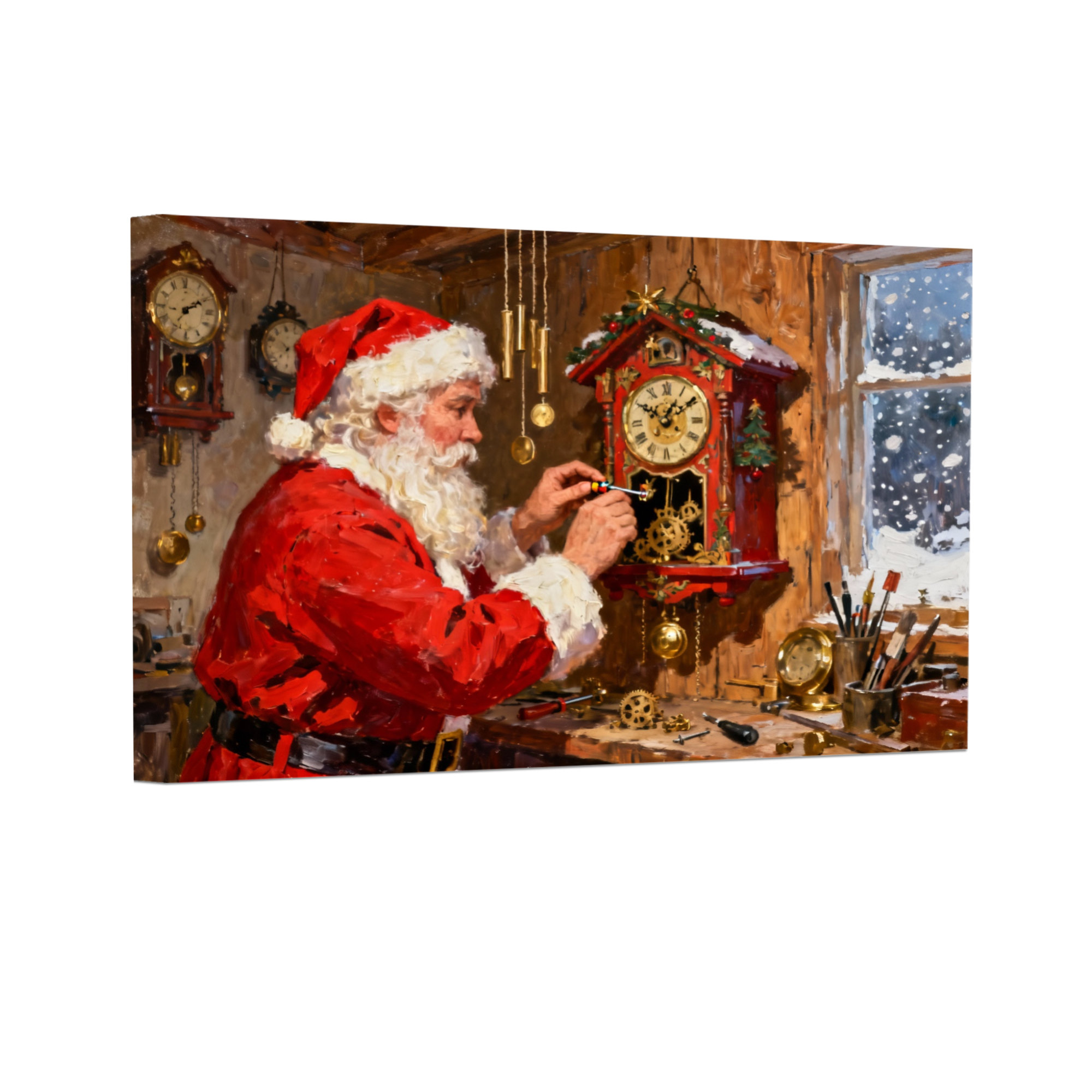 Astoria Grand Christmas Santa Crafting Cuckoo Clock In Workshop | Wayfair