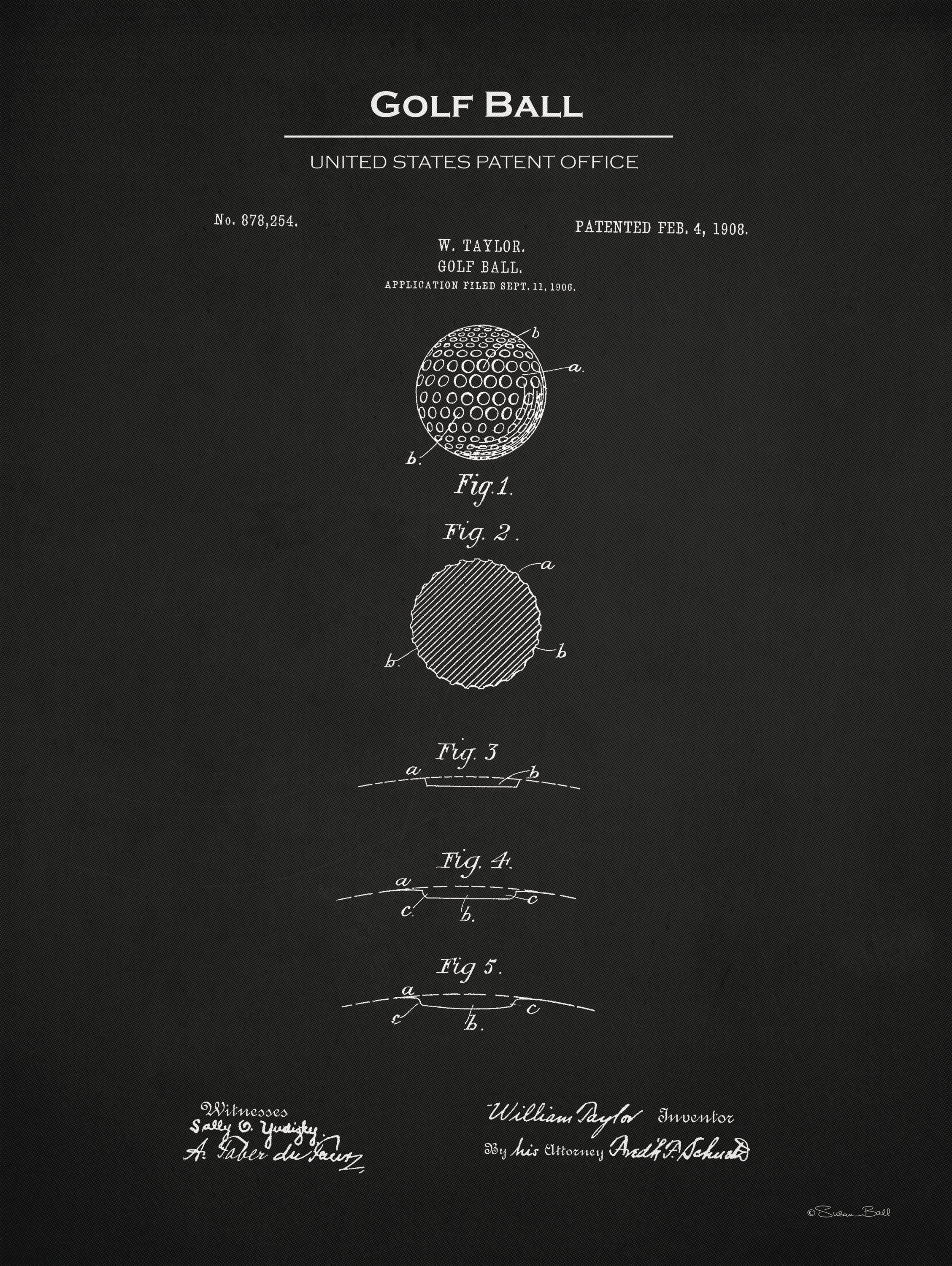 Williston Forge Golf Ball Patent On Canvas by Susan Ball Print | Wayfair