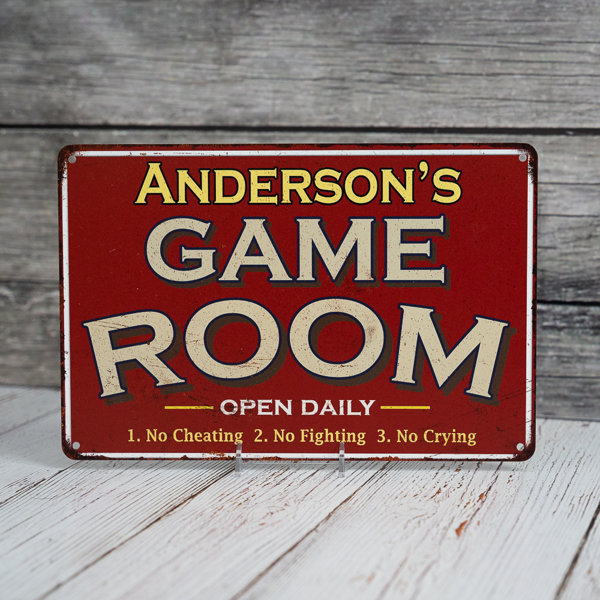 Trinx Personalized Game Room Metal Sign Red - Wayfair Canada