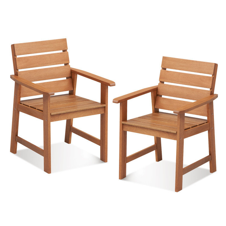 One Allium Way® 2 Piece Patio Hardwood Chair with Slatted Seat and ...