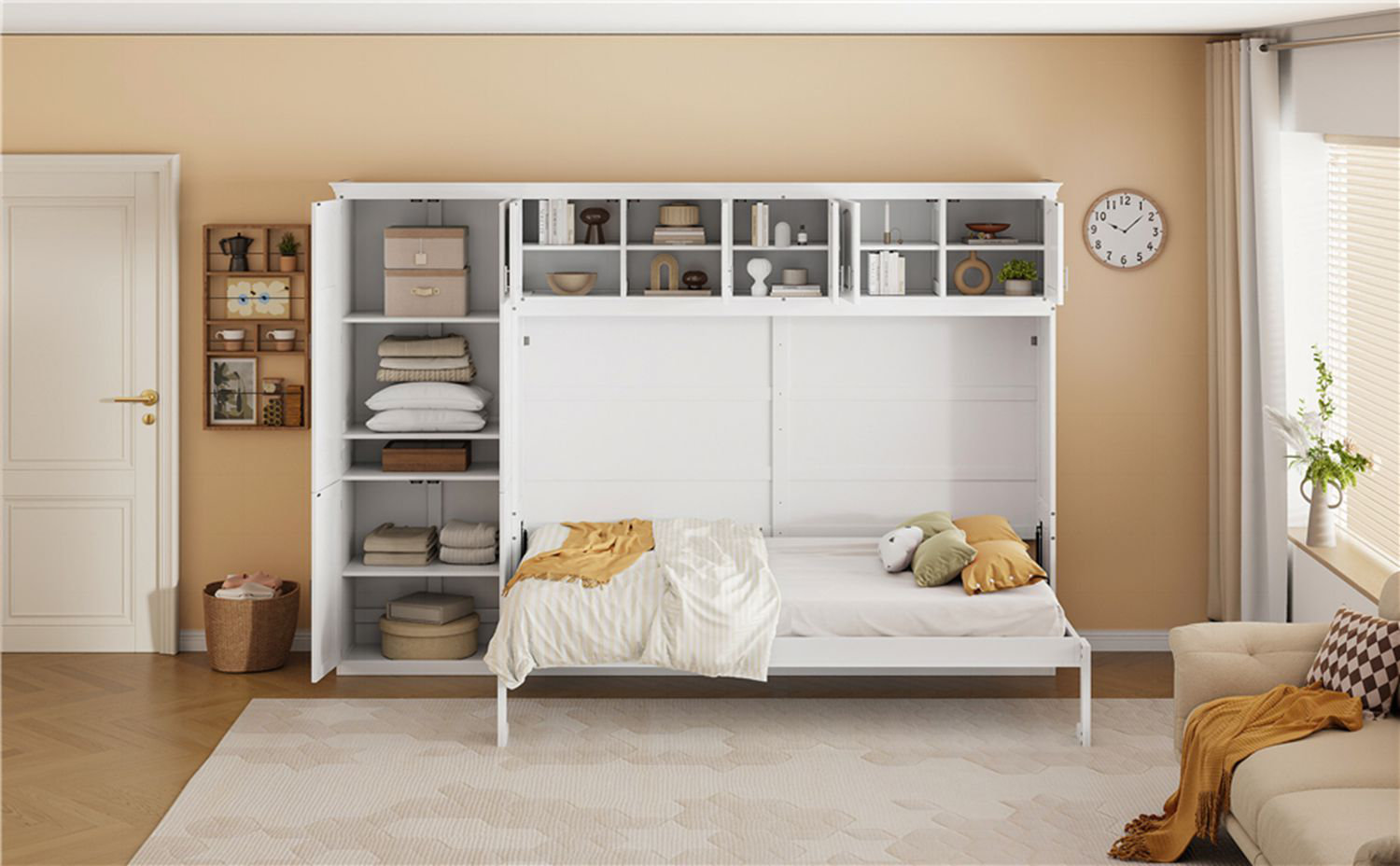 Latitude Run® Queen Size Murphy Bed Wall Bed with Integrated Cabinets ...