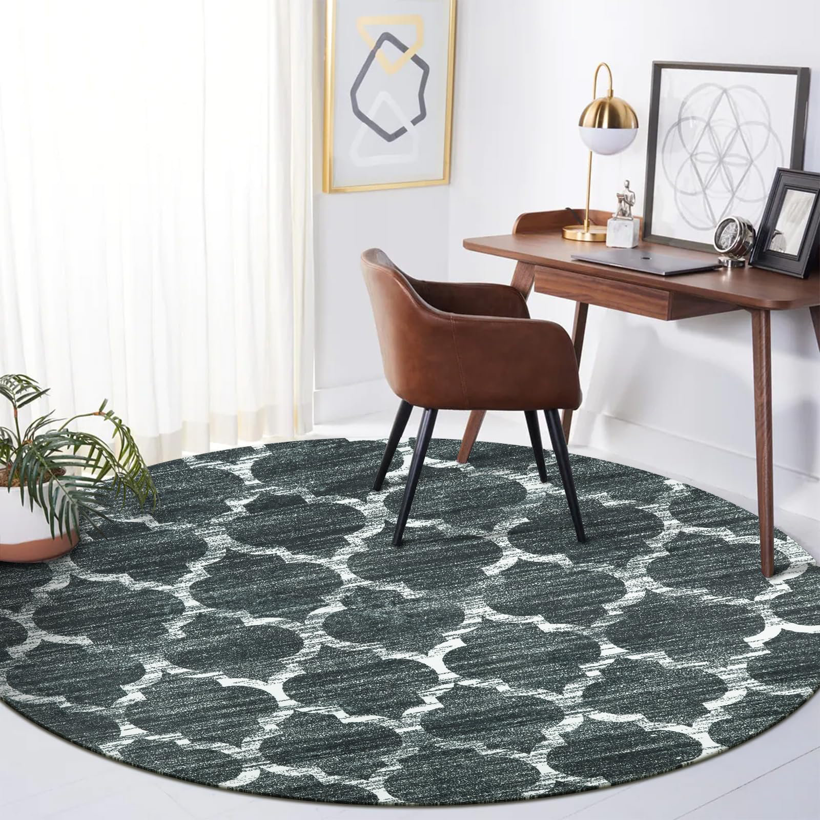 Winston Porter Moroccan Washable Circle Rugs - Round Rug For Living ...