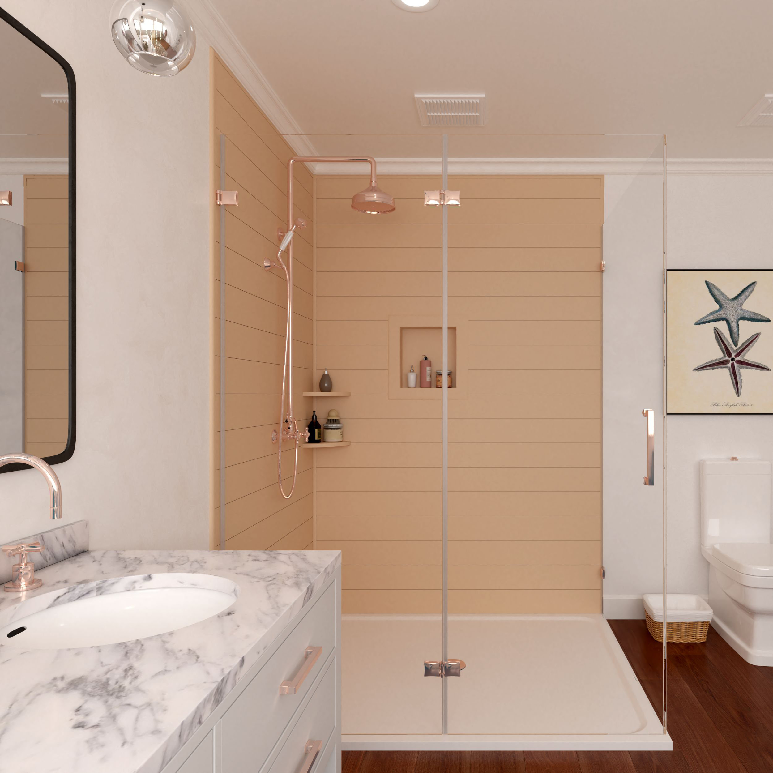 Bella CORE 72" H x 72" D Two Wall Shiplap Shower Surround Kit - Wayfair ...